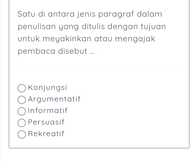 Satu di antara jenis paragraf dalam | StudyX