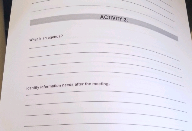 ACTIVITY 3 What is an agenda Identify | StudyX
