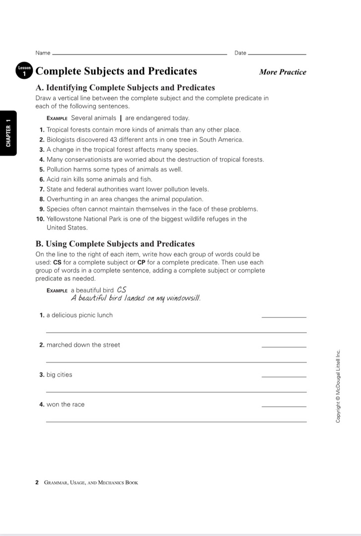 A Identifying Complete Subjects and | StudyX