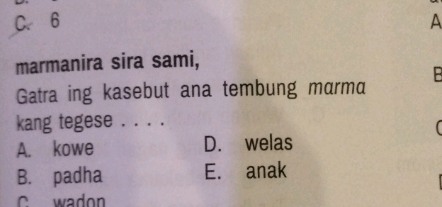 marmanira sira sami Gatra ing kasebut ana | StudyX