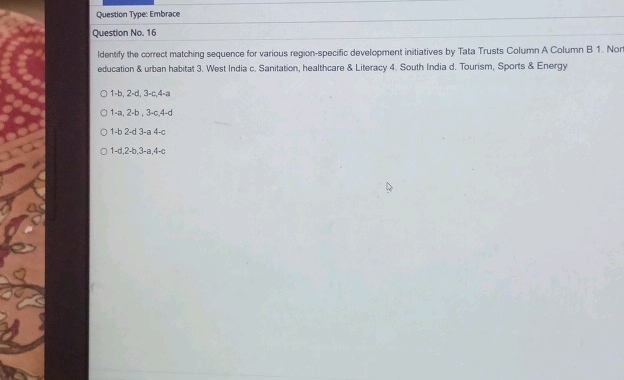 Question Type Embrace Question No 16 | StudyX