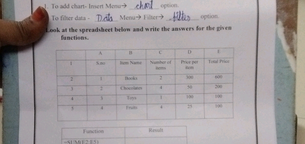 1 To add chart-Insert Menu chart option To | StudyX
