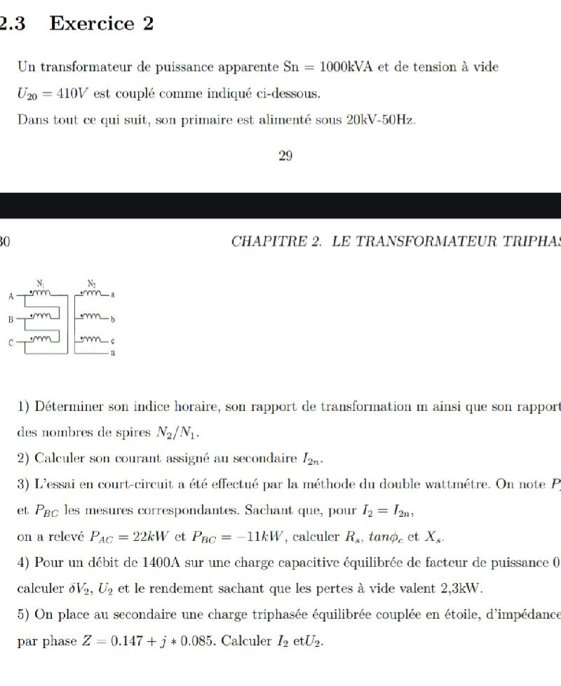 23 Exercice 2 Un transformateur de puissance | StudyX