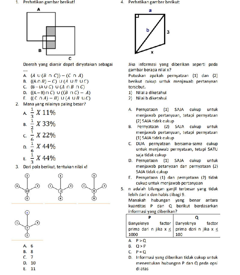 1 Perhatikan gambar berikut A B C Daerah | StudyX