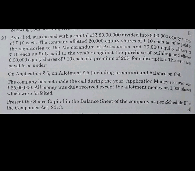 21 Ayur Ltd was formed with a capital of Rs8000000 divided into 800000 ...