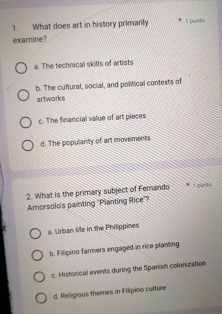 1 What does art in history primarily examine | StudyX