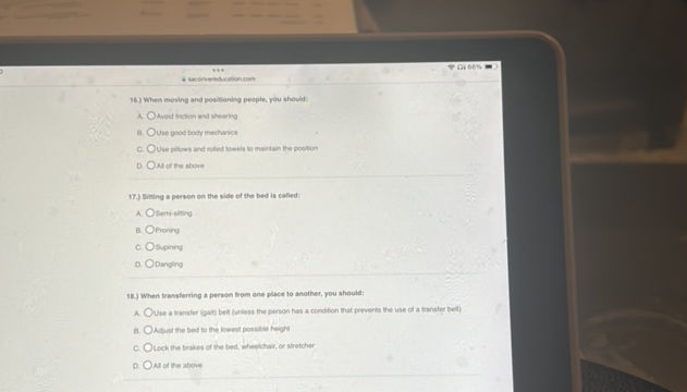 163 When moving and positioning people you | StudyX