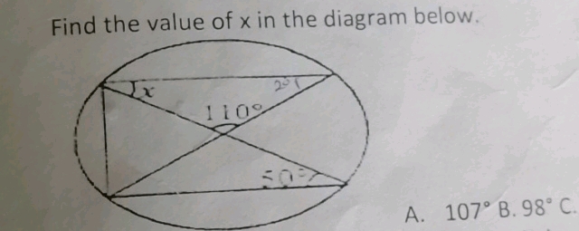 Find the value of x in the diagram below | StudyX