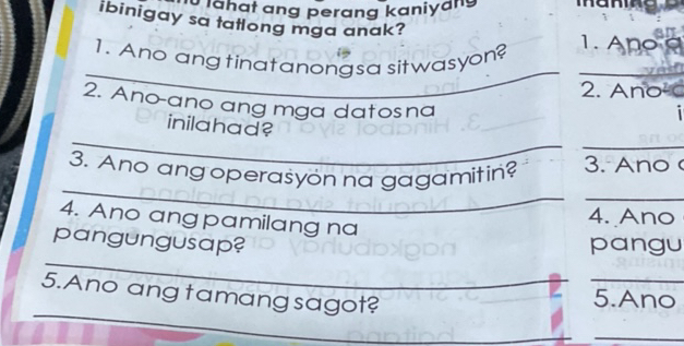 ibinigay sa tatlong mga anak 1 Ano ang | StudyX