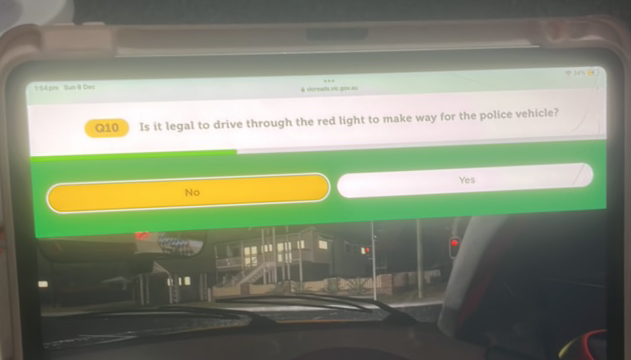 Q10 Is it legal to drive through the red | StudyX