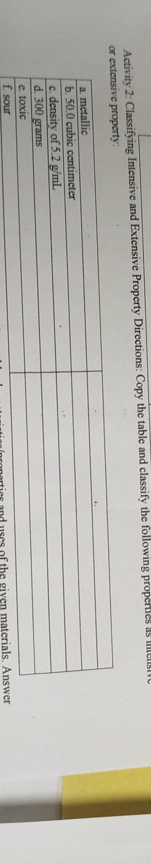 Activity 2 Classifying Intensive and | StudyX