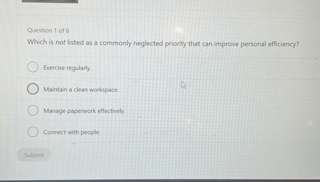 Question 1 of 6 Which is not listed as a