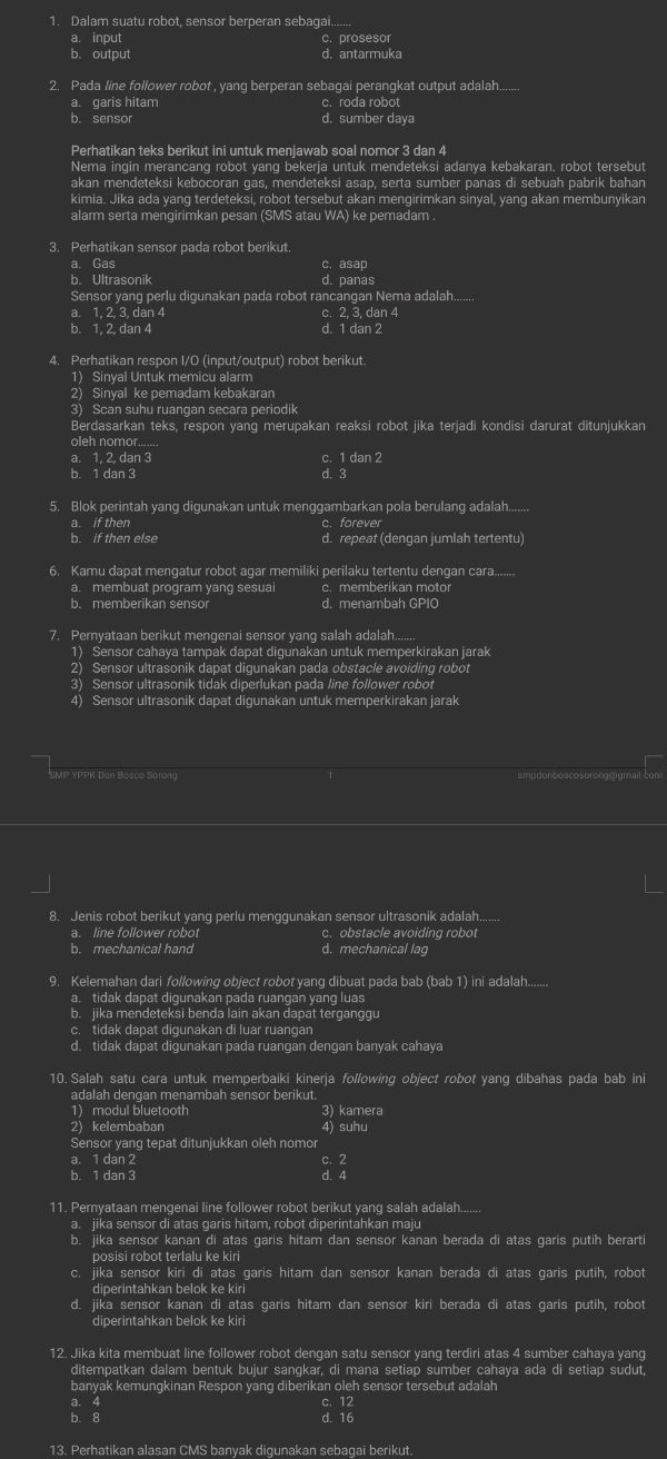 1 Dalam suatu robot sensor berperan sebagai