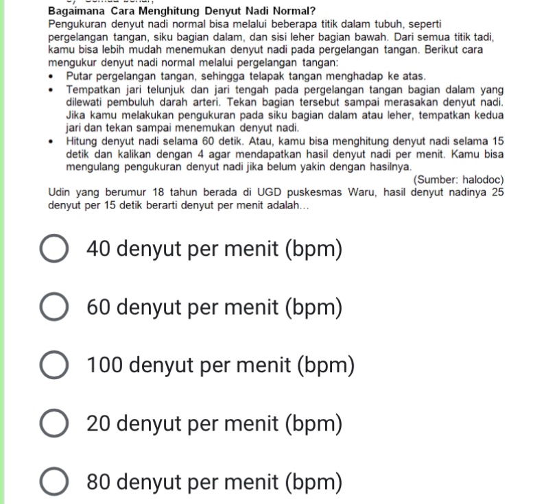 Bagaimana Cara Menghitung Denyut Nadi Normal | StudyX