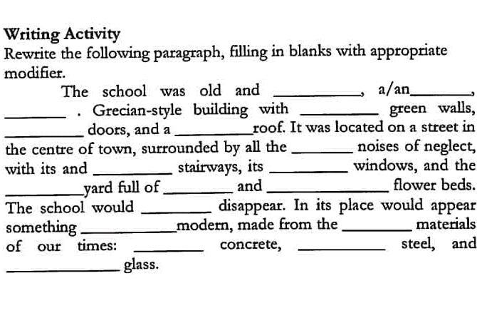 Writing Activity Rewrite the following | StudyX