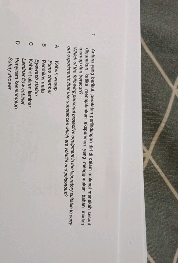 1 Antara yang berikut peralatan perlindungan | StudyX