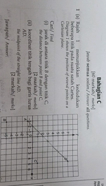 1 (a) Rajah 1 menunjukkan kedudukan beberapa | StudyX