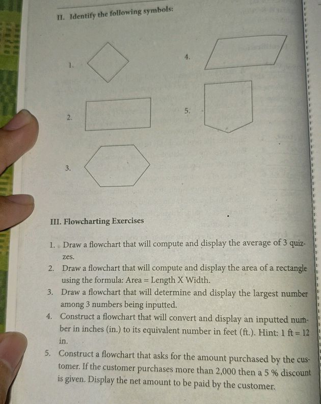 II Identify the following symbols 1 4 2 5 3 | StudyX