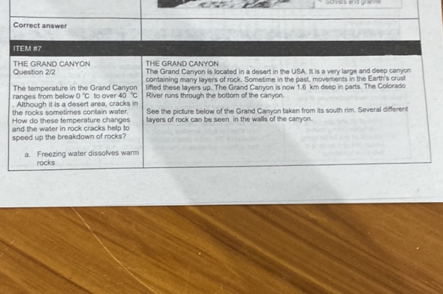 Correct answer ITEM 7 THE GRAND CANYON | StudyX