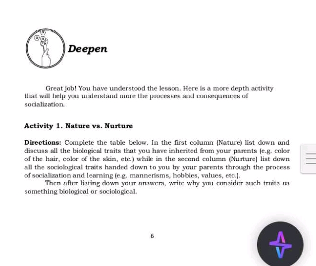 Activity 1 Nature vs NurtureDirections | StudyX