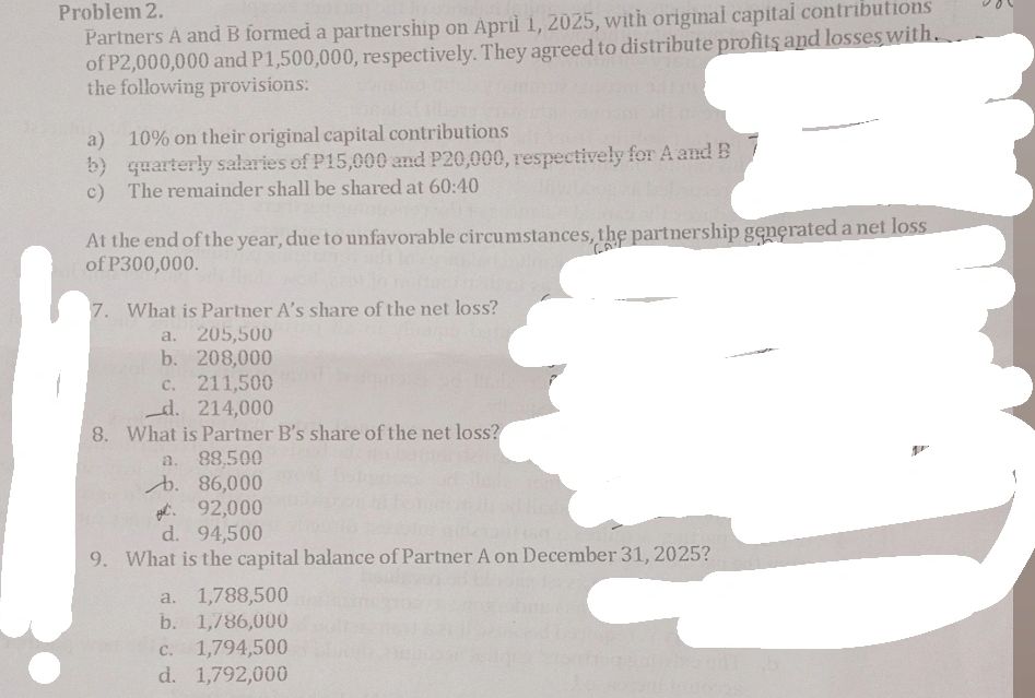 Problem 2 Partners A and B formed a | StudyX