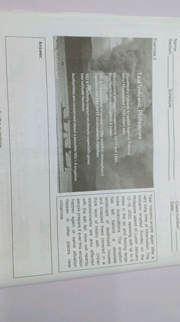 Name Section Schedule Class number Date | StudyX