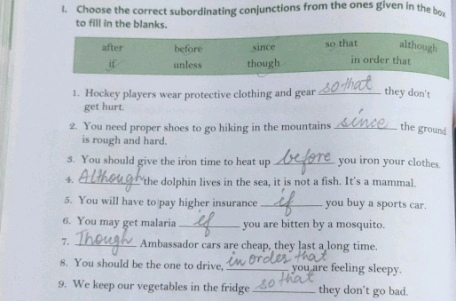 1 Choose the correct subordinating | StudyX