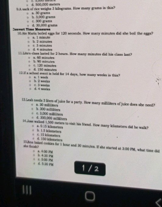d 500000 meters 9A sack of rice weighs 3 | StudyX