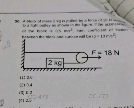 30 A block of mass 2 kg is pulled by a force | StudyX