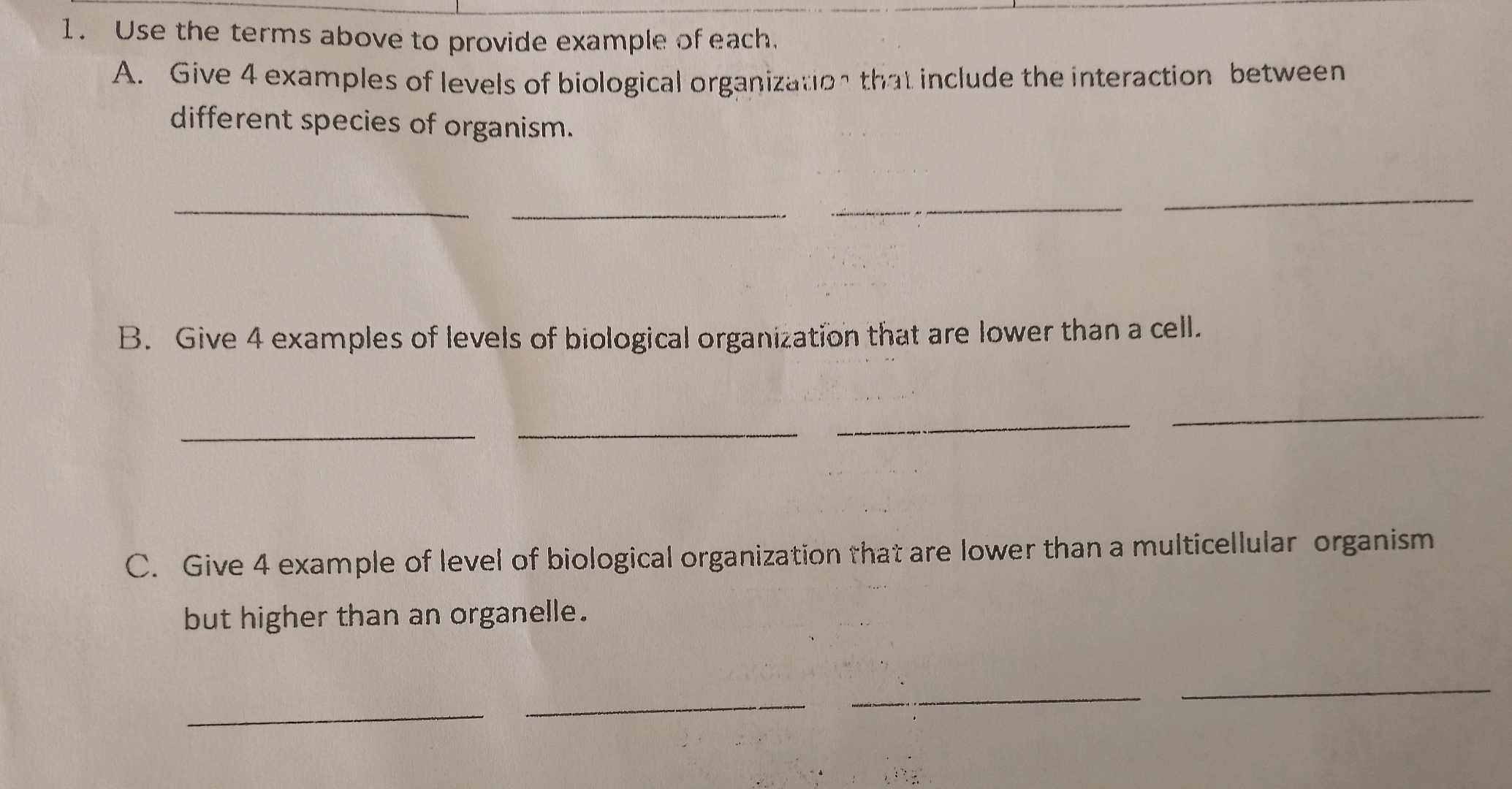 1 Use the terms above to provide example of | StudyX