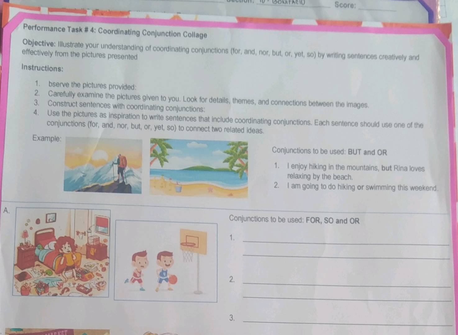 Performance Task 4 Coordinating Conjunction | StudyX