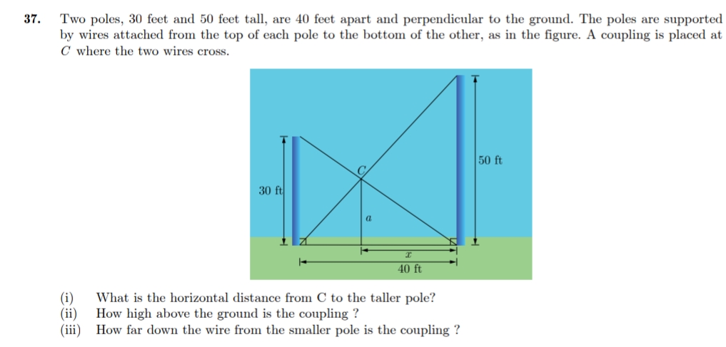 37 Two poles 30 feet and 50 feet tall are 40 | StudyX