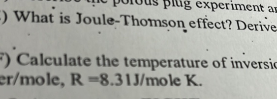 What is Joule-Thomson effect Derive | StudyX