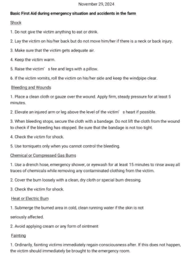 November 29 2024 Basic First Aid during | StudyX