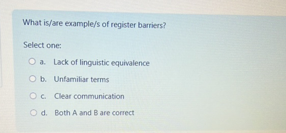 What is/are example/s of register barriers | StudyX