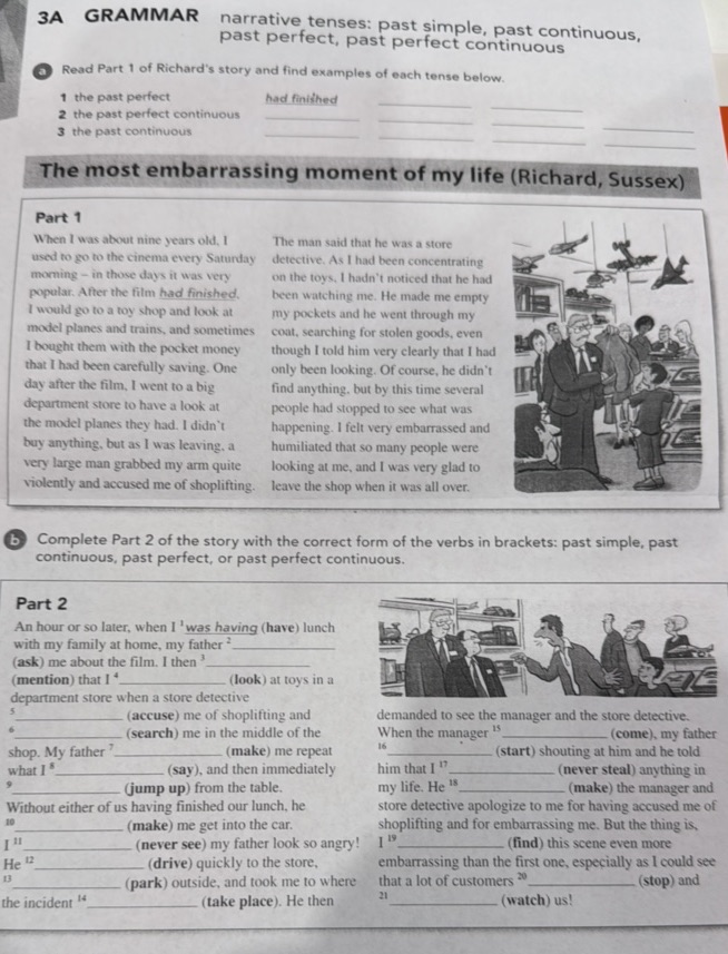 3A GRAMMAR narrative tenses past simple past | StudyX