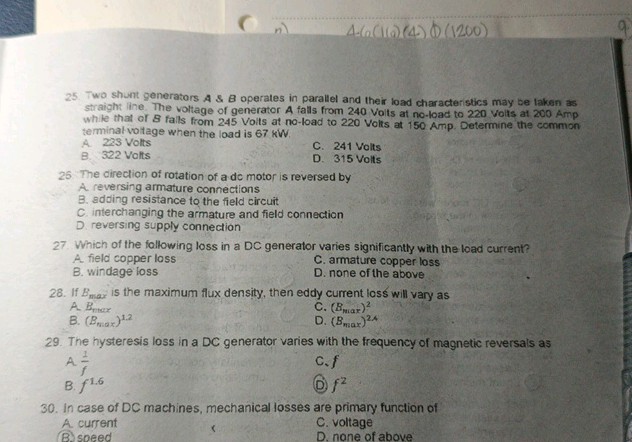 25 Two shunt generators A B operates in | StudyX