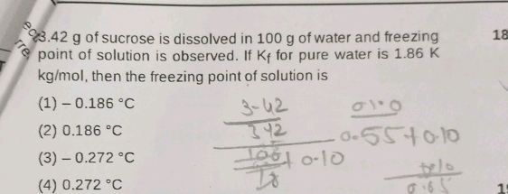 342 g of sucrose is dissolved in 100 g of | StudyX