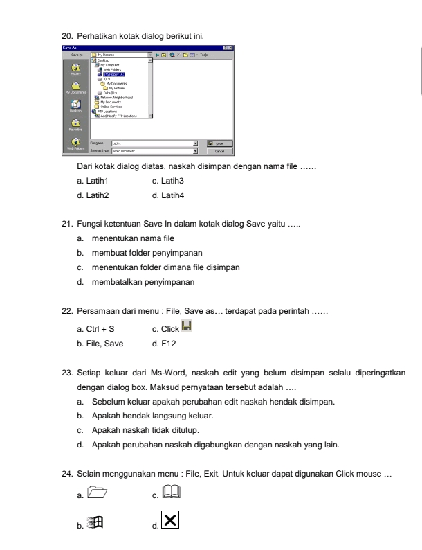 20 Perhatikan kotak dialog berikut ini Save | StudyX