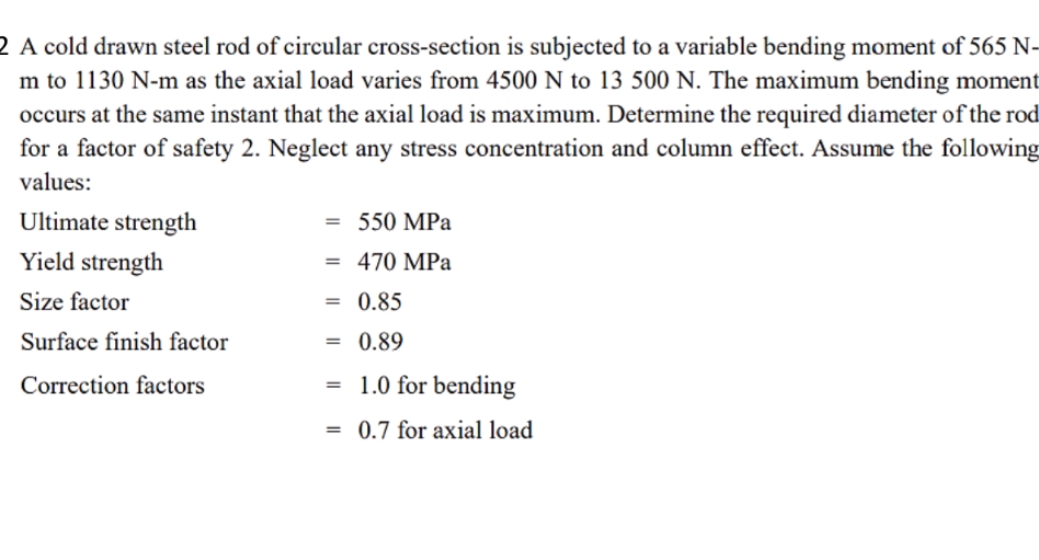 2 A cold drawn steel rod of circular | StudyX
