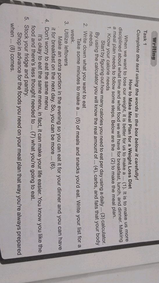 WritingTask 1Complete the text using the | StudyX