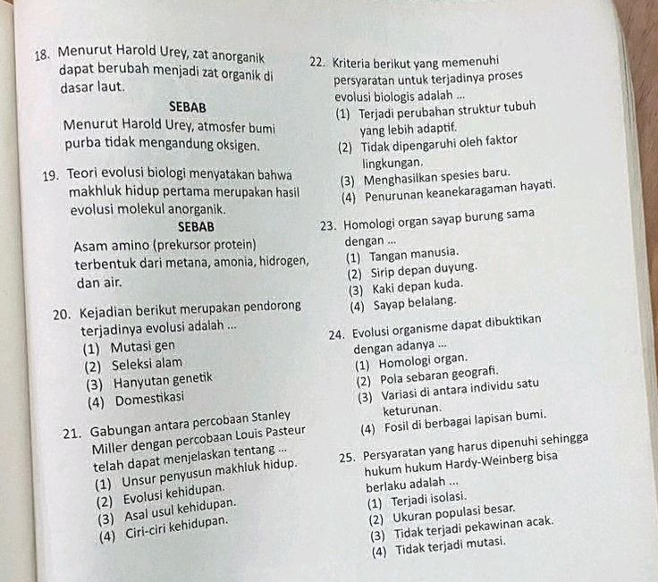 18 Menurut Harold Urey zat anorganik dapat | StudyX