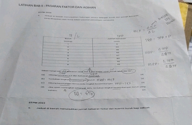 LATIHAN BAB 5 PASARAN FAKTOR DAN AGIHAN TF/L | StudyX