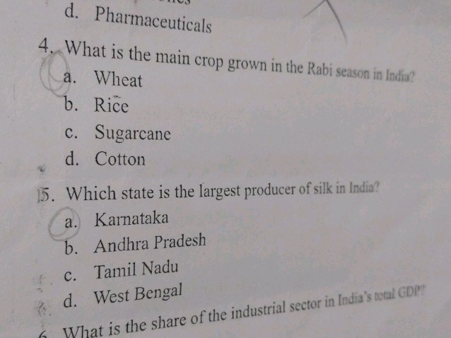 4 What is the main crop grown in the Rabi | StudyX