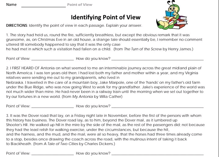Name Point of View Identifying Point of View | StudyX