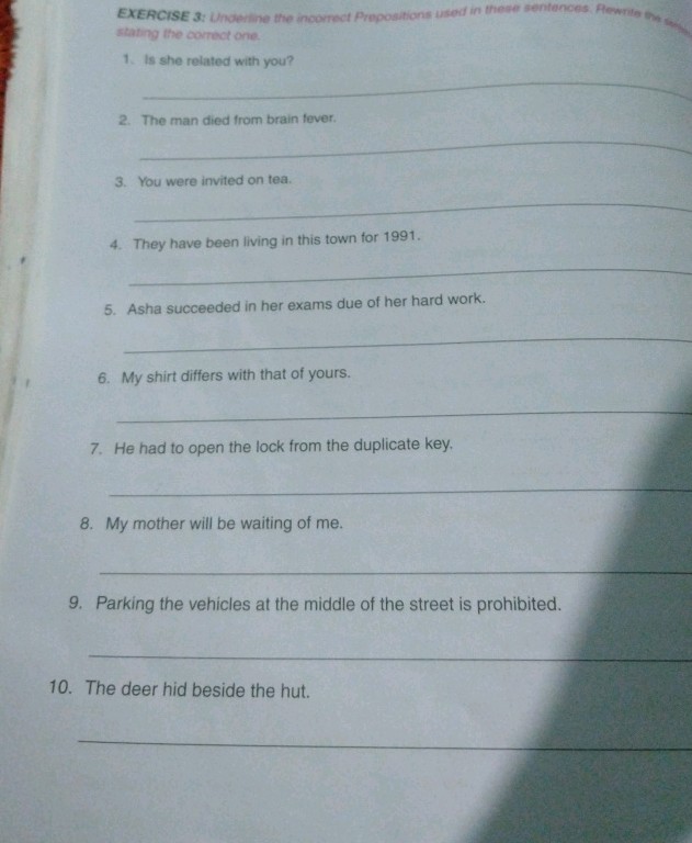 EXERCISE 3 Underline the incorrect | StudyX