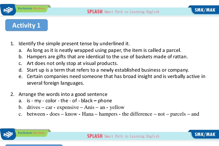 Activity 1 1 Identify the simple present | StudyX