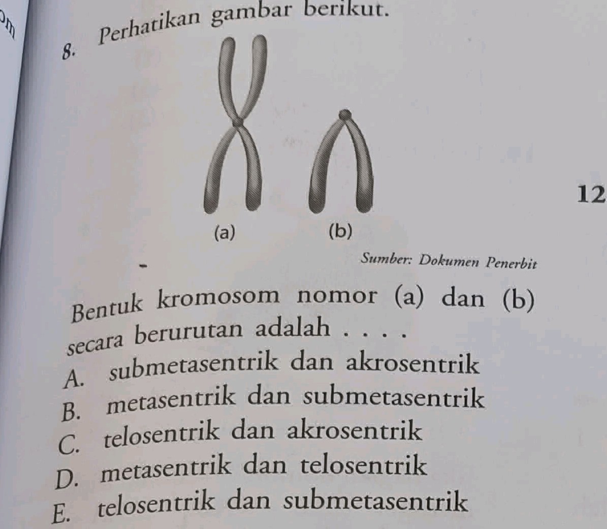 Perhatikan gambar berikut (gambar kromosom) | StudyX