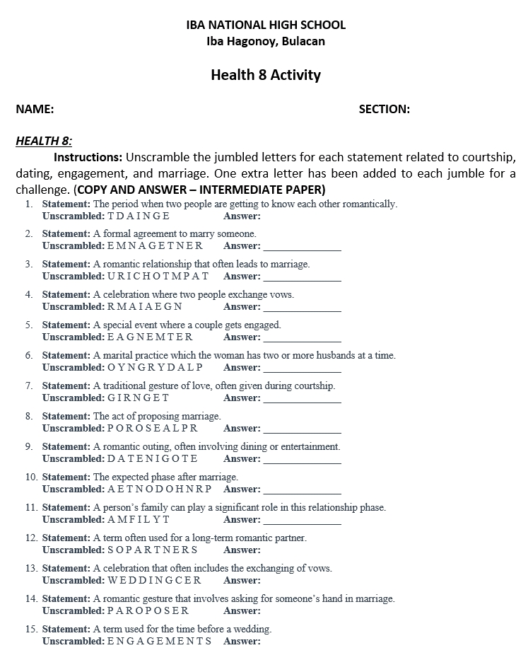 Instructions Unscramble the jumbled letters | StudyX
