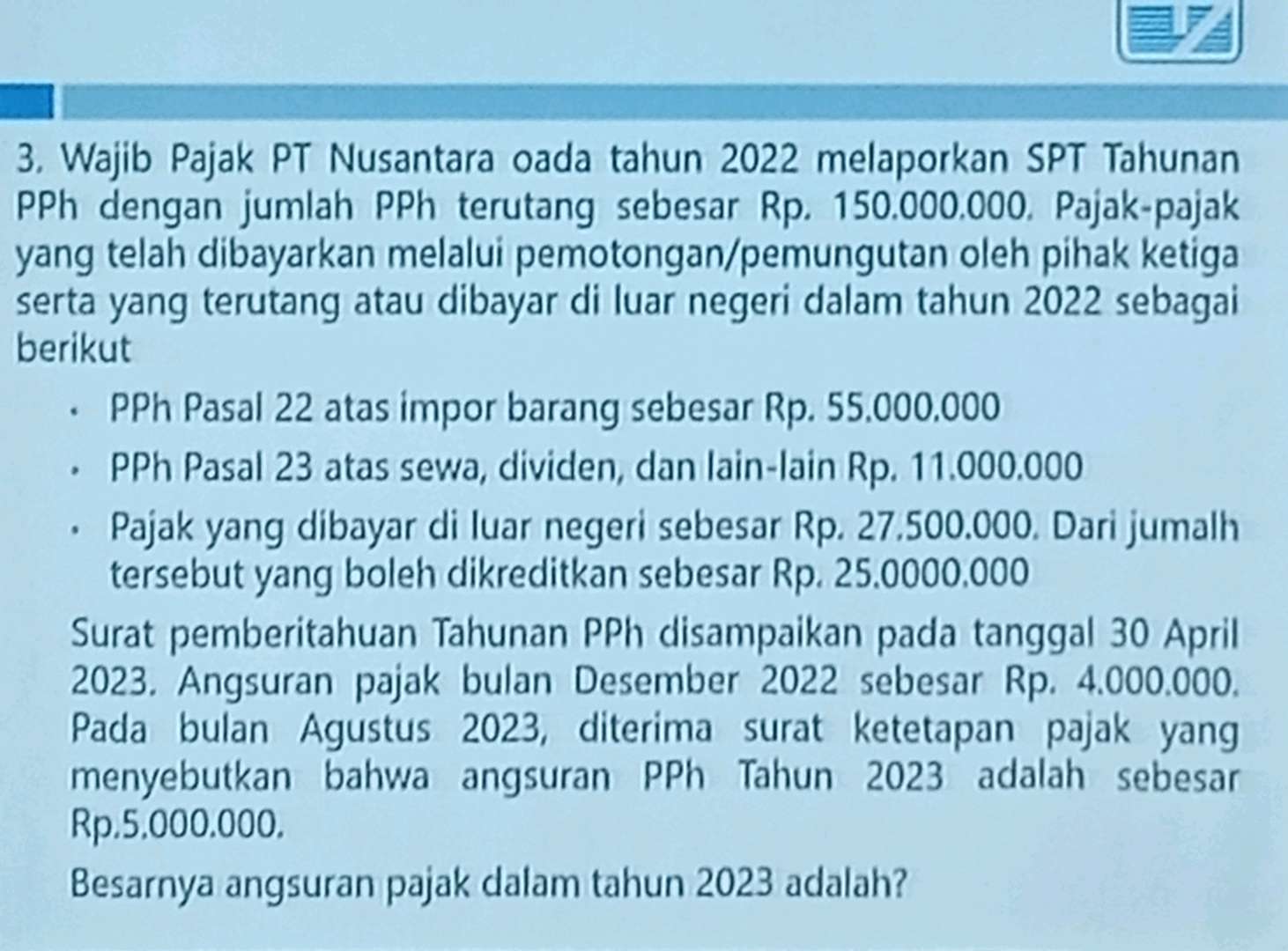 3 Wajib Pajak PT Nusantara oada tahun 2022 | StudyX